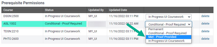 Prerequisite Management | MAUI Help - The University of Iowa